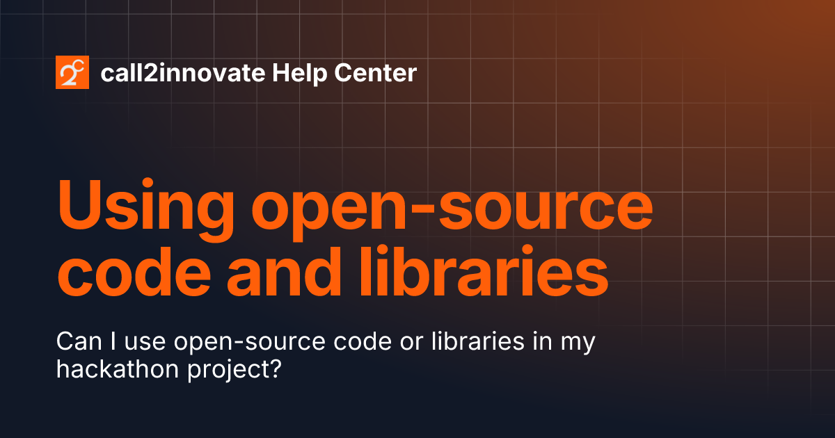 Using open-source code and libraries | call2innovate Help Center